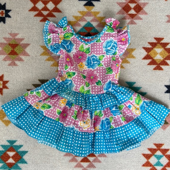 cuties by judy | Dresses | Cuties By Judy Ruffled Floral Plaid Dress ...